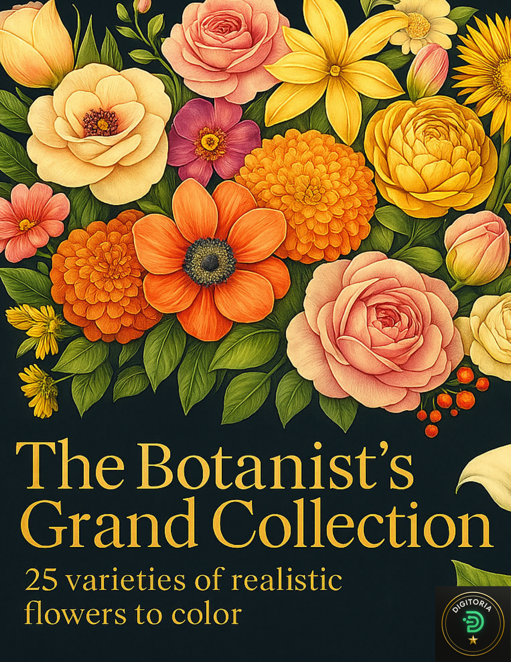 The Botanist's Grand Collection: 25 Detailed Flower Coloring Pages