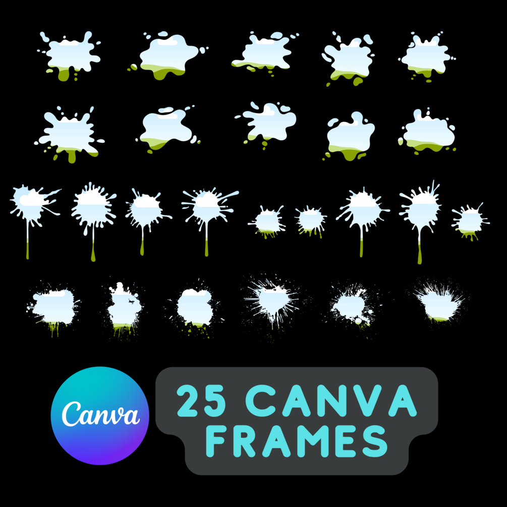 Paint Splash Splatter Canva frames, Editable Canva Frames Bundle, photo ...