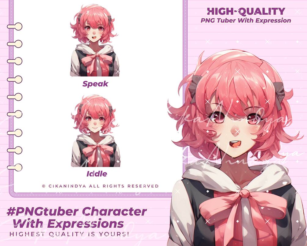 PNGTuber | Kawaii Stream Avatar Girl PNG Character for Streaming | Free ...