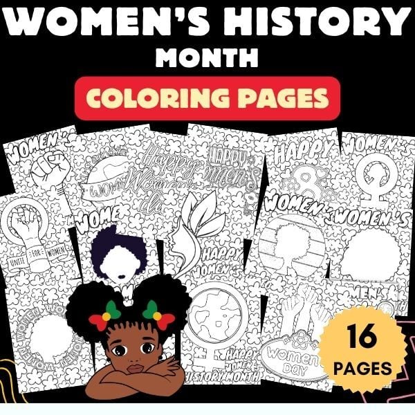Women's history month Coloring Pages Sheets - Fun Womens Day Activities