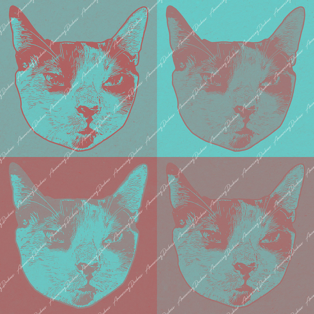 Simple Cat face Art Design with Pattern #1