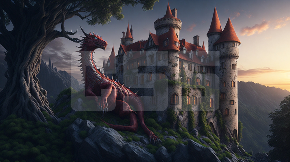 Dragon and Castle 16:9 Wallpaper/Art