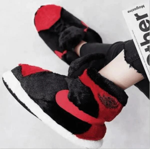 Step Up Your Comfort Game with Red and Black Sneaker Slippers