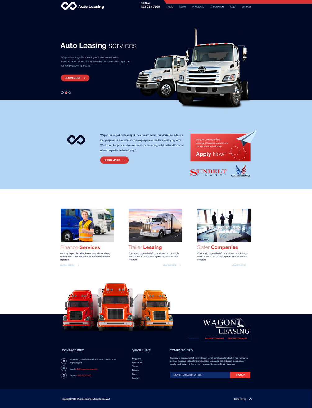 Auto Leasing Website PSD Template