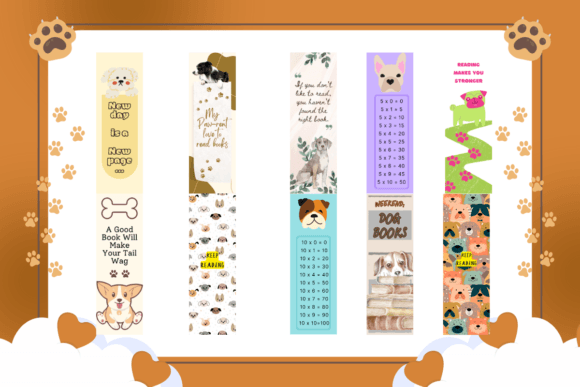 10 Cute Dog Printable Bookmarks - VOL2 Graphic
