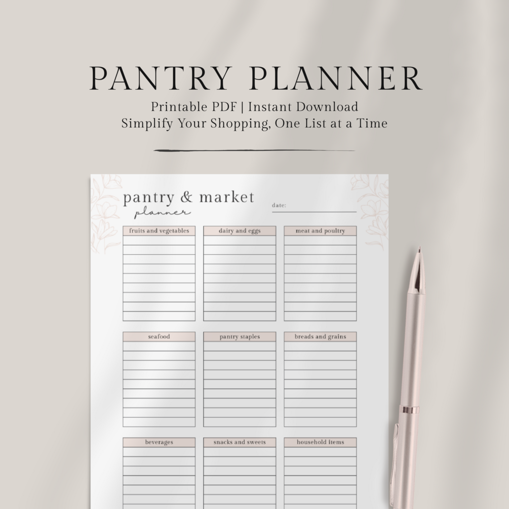 Pantry and Market Planner – Printable Sheet