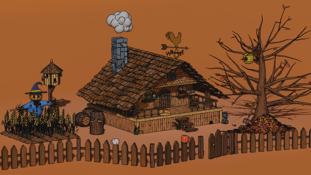 Cartoon Loop Live Wallpaper Autumn Shack – 1440p | 20s | 800KB