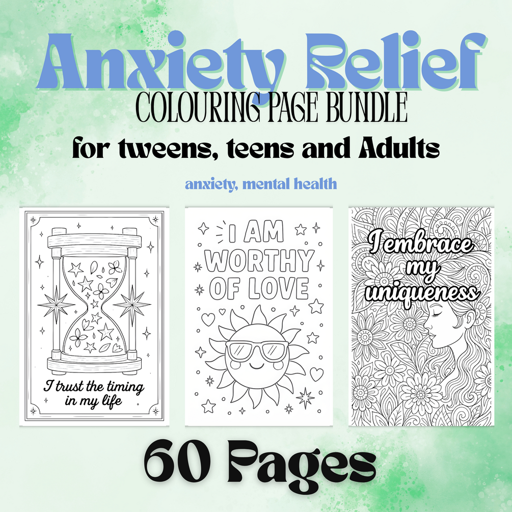 Anxiety Relief Coloring Pages, Positive Affirmation Printables, Adult ...