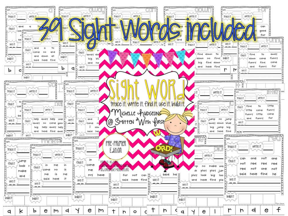 Pre-Primer Sight Word Practice Trace, Write, Build, Find, and Use