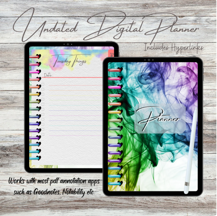 Smokey Rainbow Undated Hyperlinked Digital Planner for Goodnotes ...