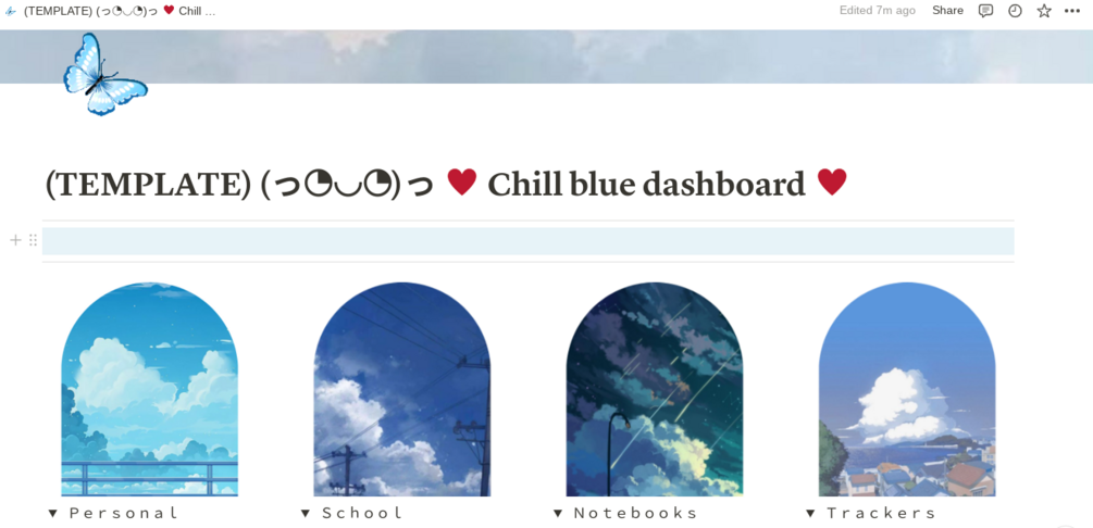 Notion chill blue template
