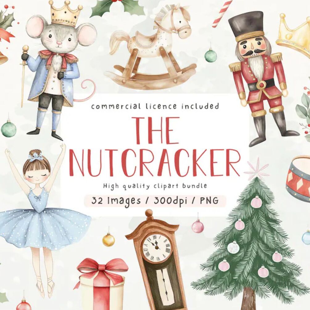 Christmas Nutcracker, Clipart Bundle, Watercolour Nutcracker ...