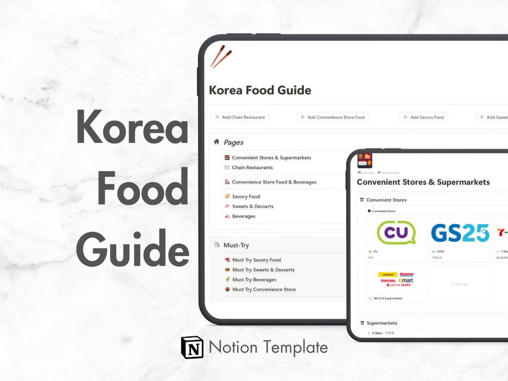 Ultimate Korea Food Guide Notion Travel Planner | Must-Try Foods ...
