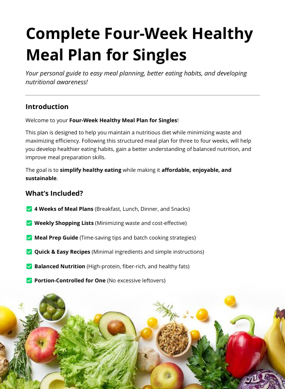 Four-Week Healthy Mealplan for Singles