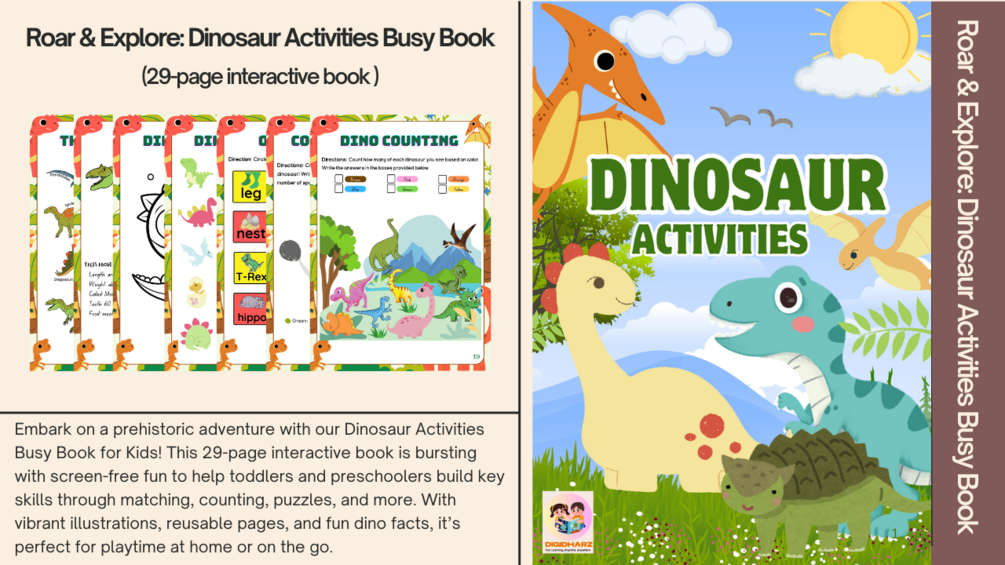 Dinosaur Activity Book for Kids – 29 Fun-Filled Pages!