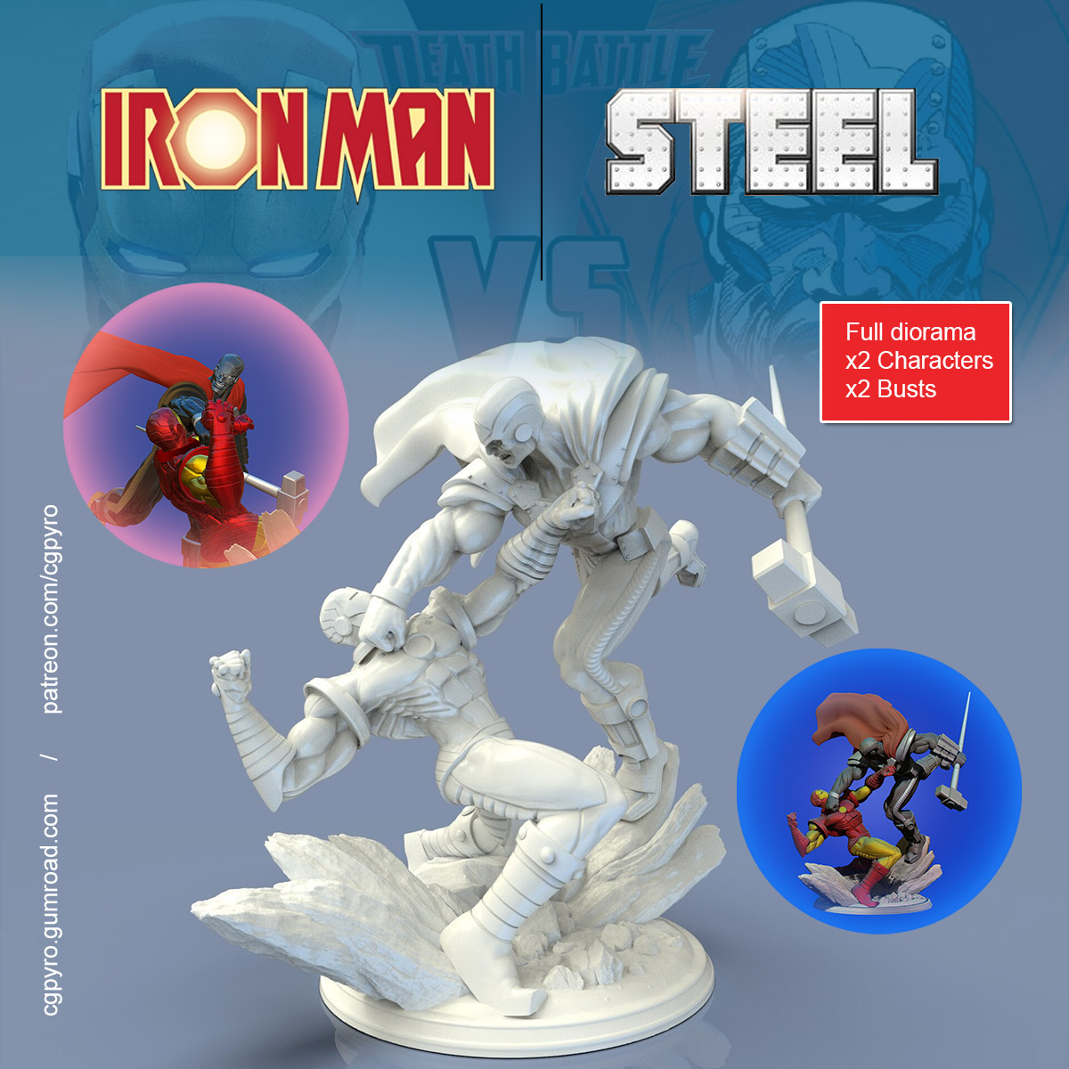 DOWNLOADS x2 Iron Man Vs Steel Crossover Marvel DC Comics by CG Pyro ...