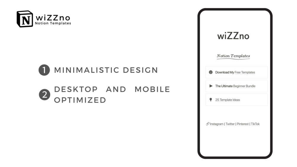 Minimalistic Link In Bio Notion Template