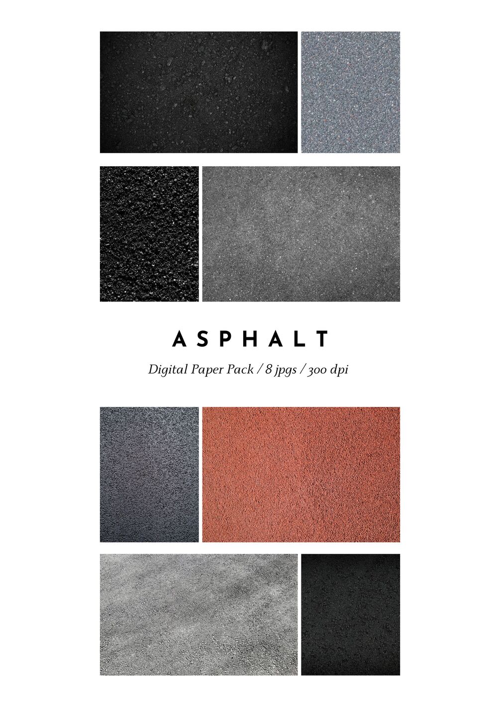 Asphalt / 8 verschiedene Bilder / Digitales Papier / Sofortiger ...