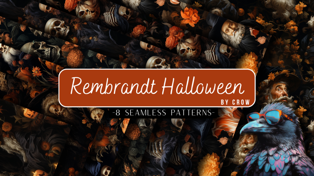 Rembrandt Halloween Digital Paper Pack | Seamless Patterns | Commercial ...