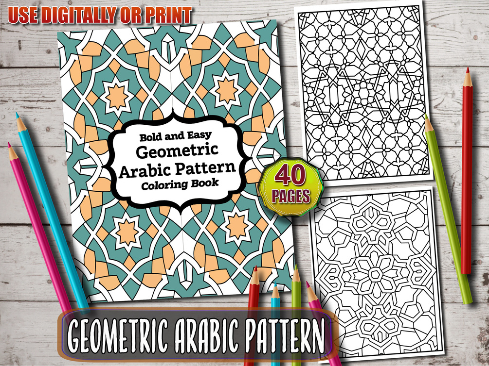 Geometric Patterns Coloring Book, Large Bold Pattern Coloring Pages ...