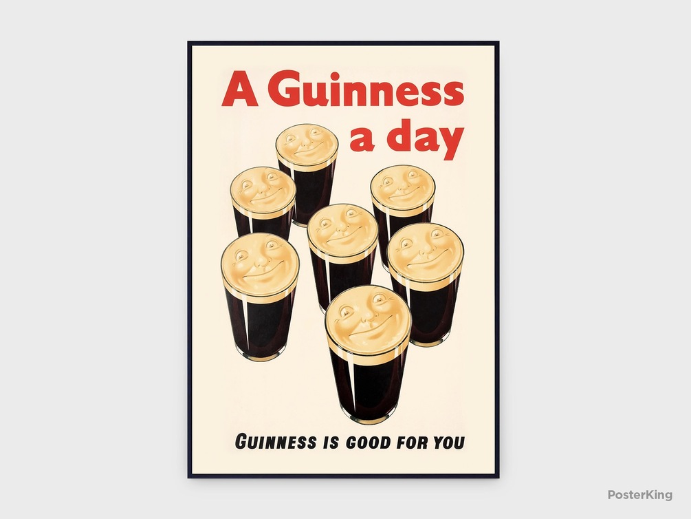 A Guinness A Day Original Vintage Poster, INSTANT DOWNLOAD, Beer Poster ...