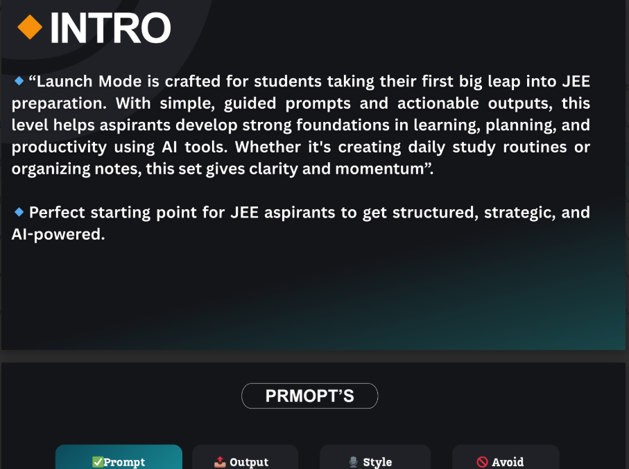 JEE AI Study buddy prompt pack's