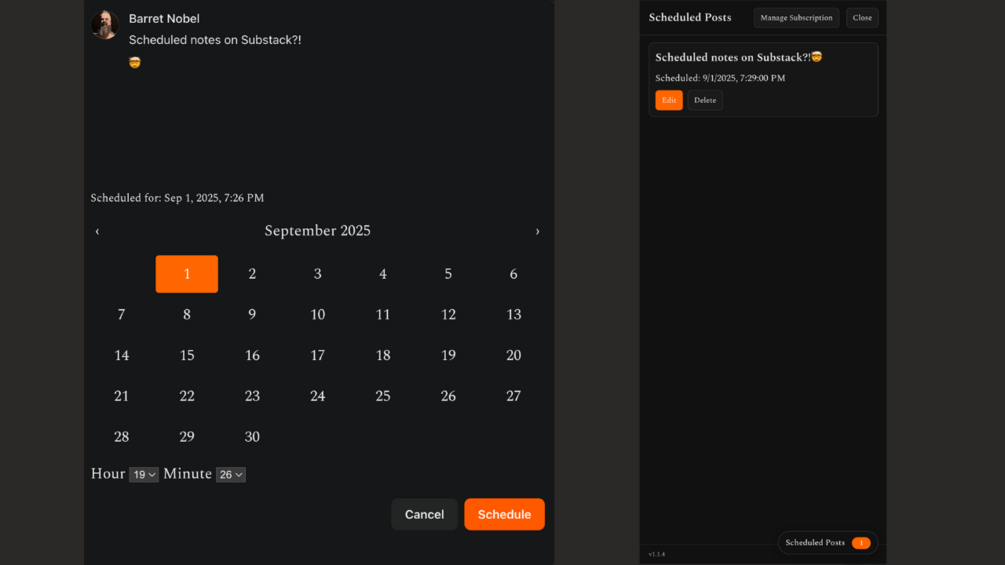 Substack Note Scheduler - Chrome Extension