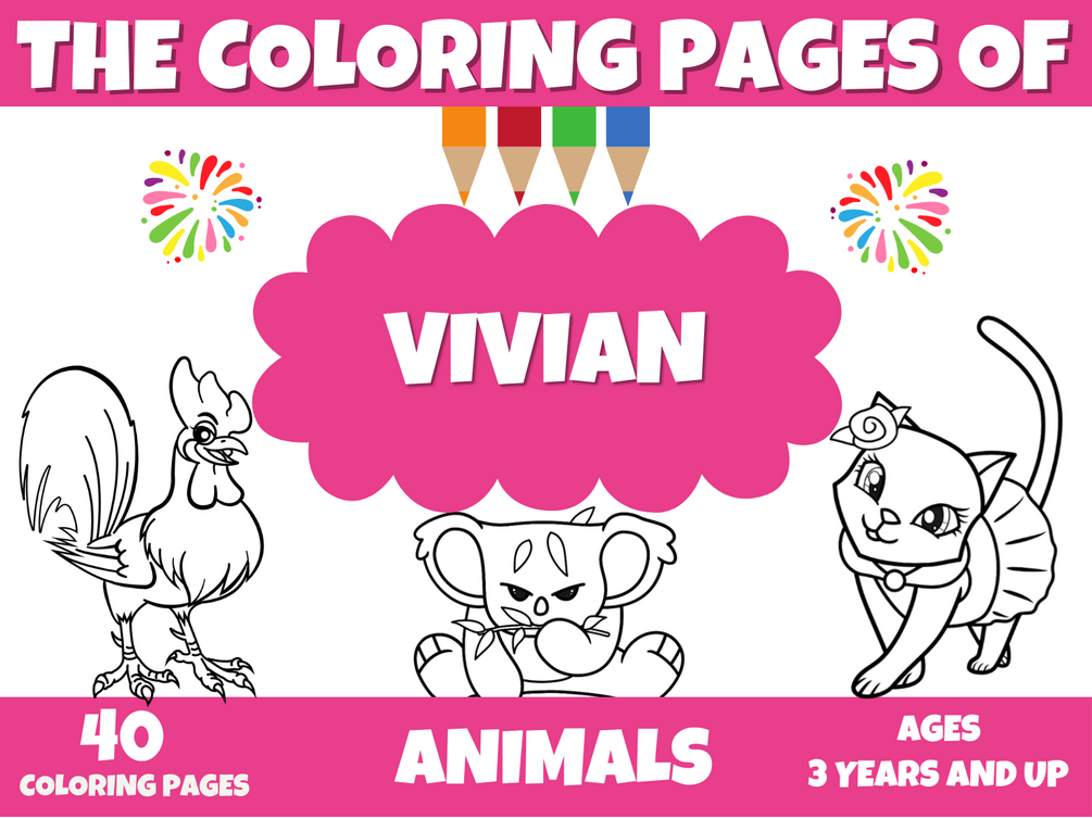 VIVIAN Coloring Pages, Animal coloring book for children named VIVIAN ...