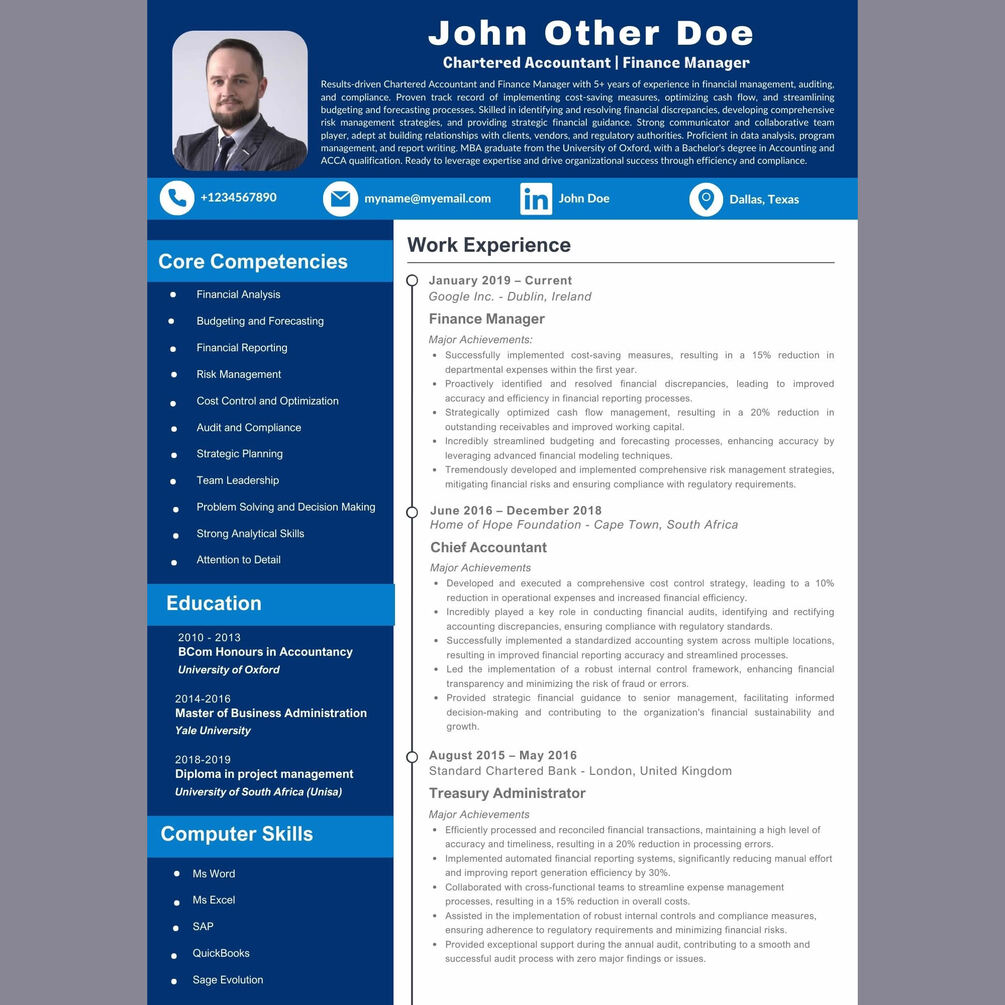 Buy a Professional Resume / CV plus matching Cover Letter template for ...