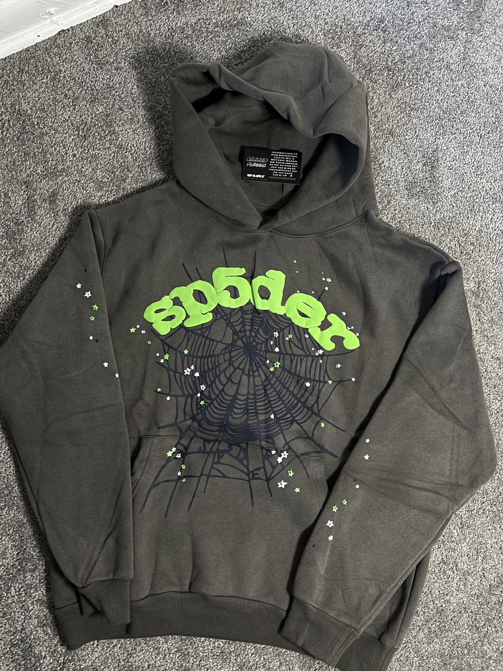 Sp5der Wait Web HoodieSlate Grey