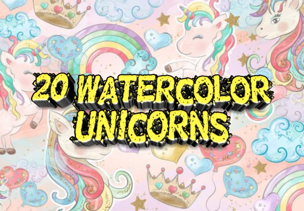 Watercolor Unicorns Clipart