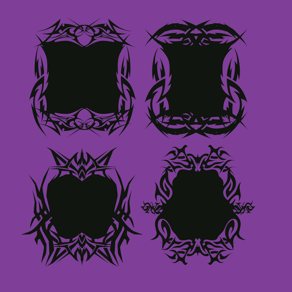 Tribal set of frames, vector outline