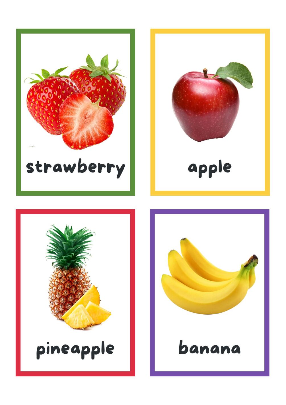 Colorful Fruits Word Cards