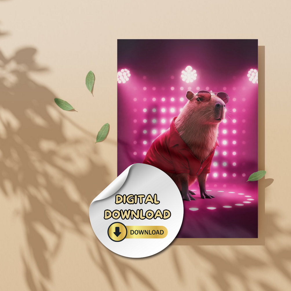 Capybara Wall Art | Trendy Animal Print | Capybara in Red Shirt | Disco ...