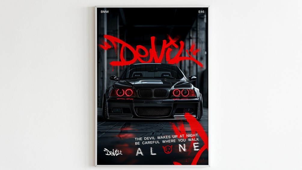 BMW E46 Devil Car HQ Digital Premium Poster