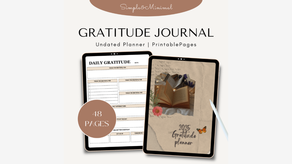 Gratitude Journal | Printable + Digital PDF for Daily Life, Goals