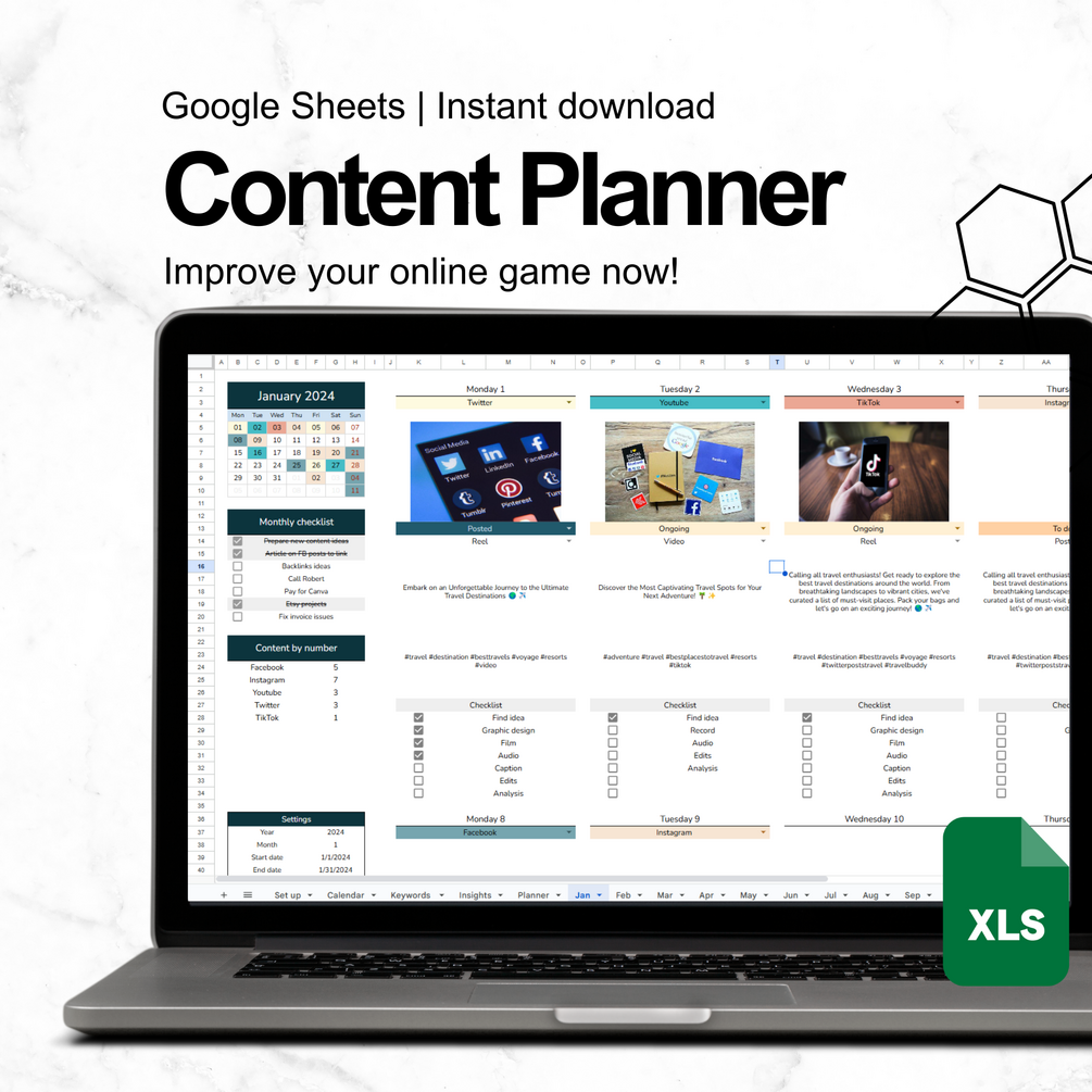 Content Planner Template: Yearly Google Sheets Calendar for Daily ...