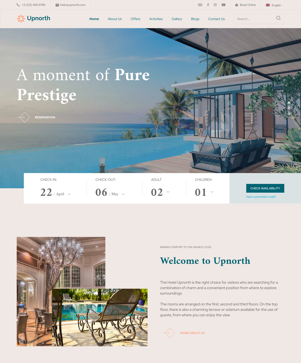 Upnorth Luxury Hotel & Resort Website Template