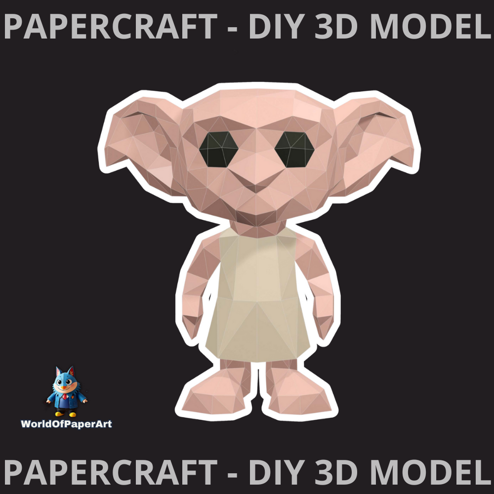 Dobby Papercraft Template - 3D Model Plans - Diy Low Poly Art - DXF PDF ...