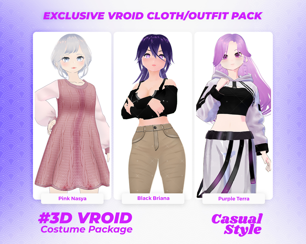 Chic Shirt Dress Collection for Streamers - VRoid Clothing Pack ...
