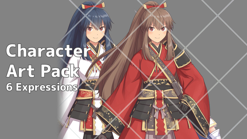 Anime Character Art Pack: 2303-colorA/B - 6 Expressions | Image: Woman ...