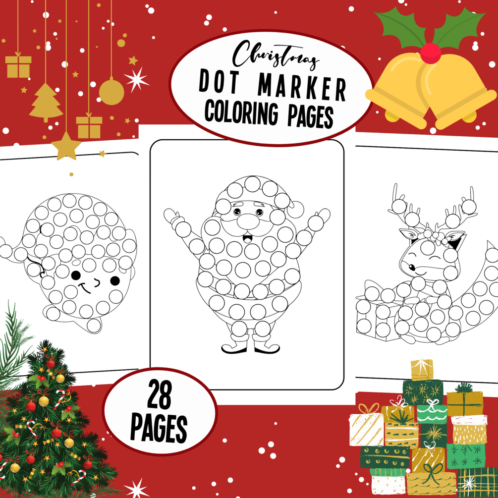 Christmas Dot Marker Activity | Dot Markers Sheets | December Activities