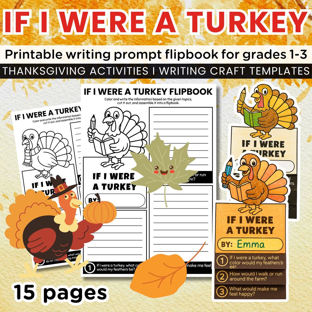 If I Were a Turkey Thanksgiving Flipbook | Fun Writing Craft & DIY ...