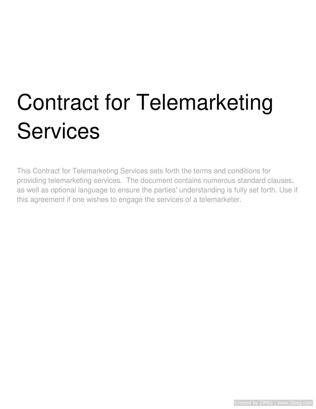 Contract for Telemarketing Services
