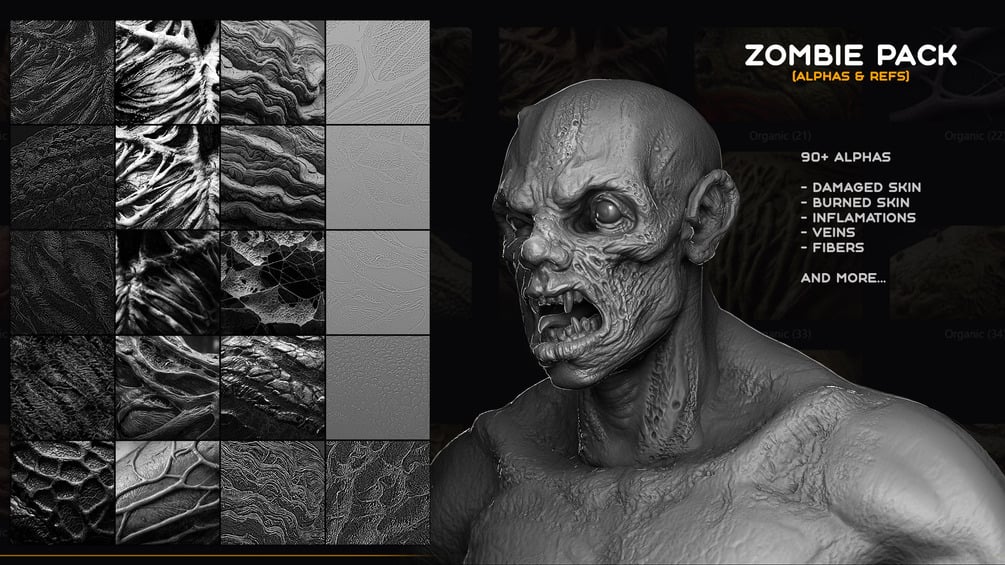 Zombie Alphas Pack (90+ Alphas and Refs)