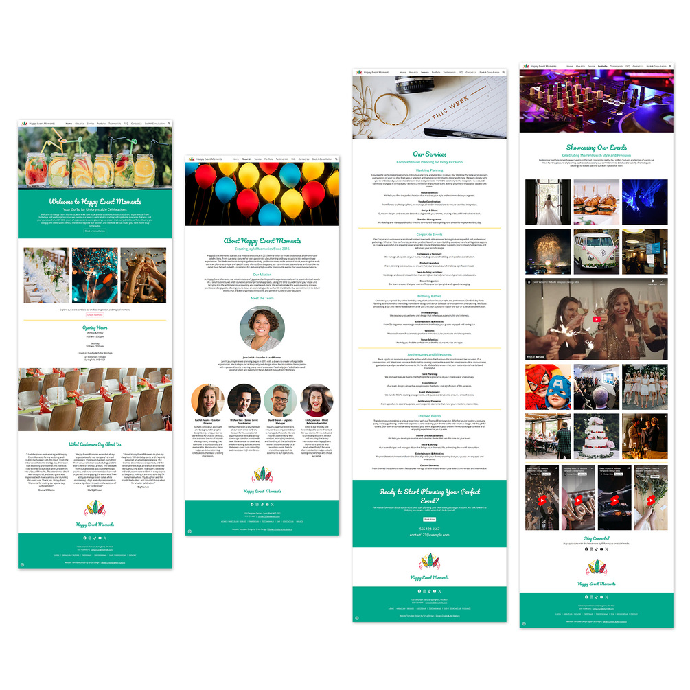 Event Planner Google Sites Pre-Built Multi-Page Website Template (Happy ...