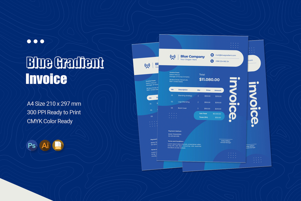 Blue Gradient Invoice