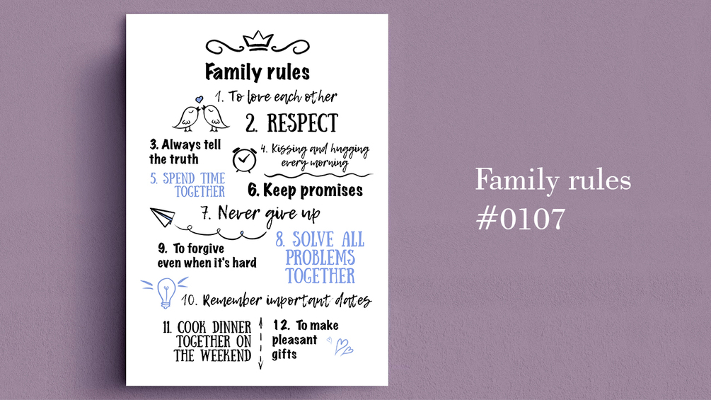 Family rules #0107 Digital Art Instant Download