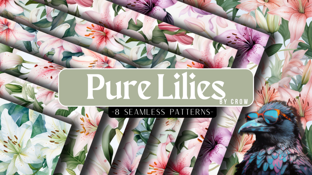 Pure Lilies Digital Paper Pack | Seamless Patterns | Commercial Use ...