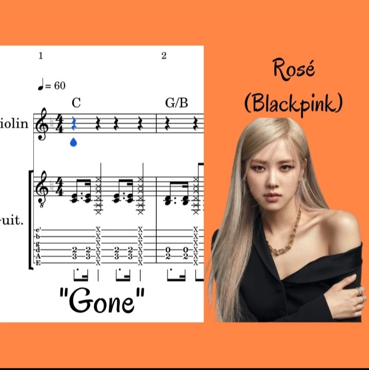 Rosé (Blackpink) - Gone All Musical Instruments (Violin) lesson sheet ...